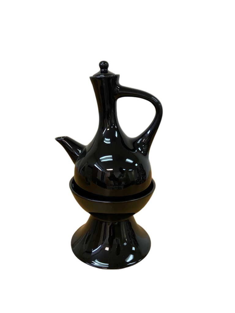 Ceramic Jebena With Holder And Lid (Black) | Selamta L.L.C
